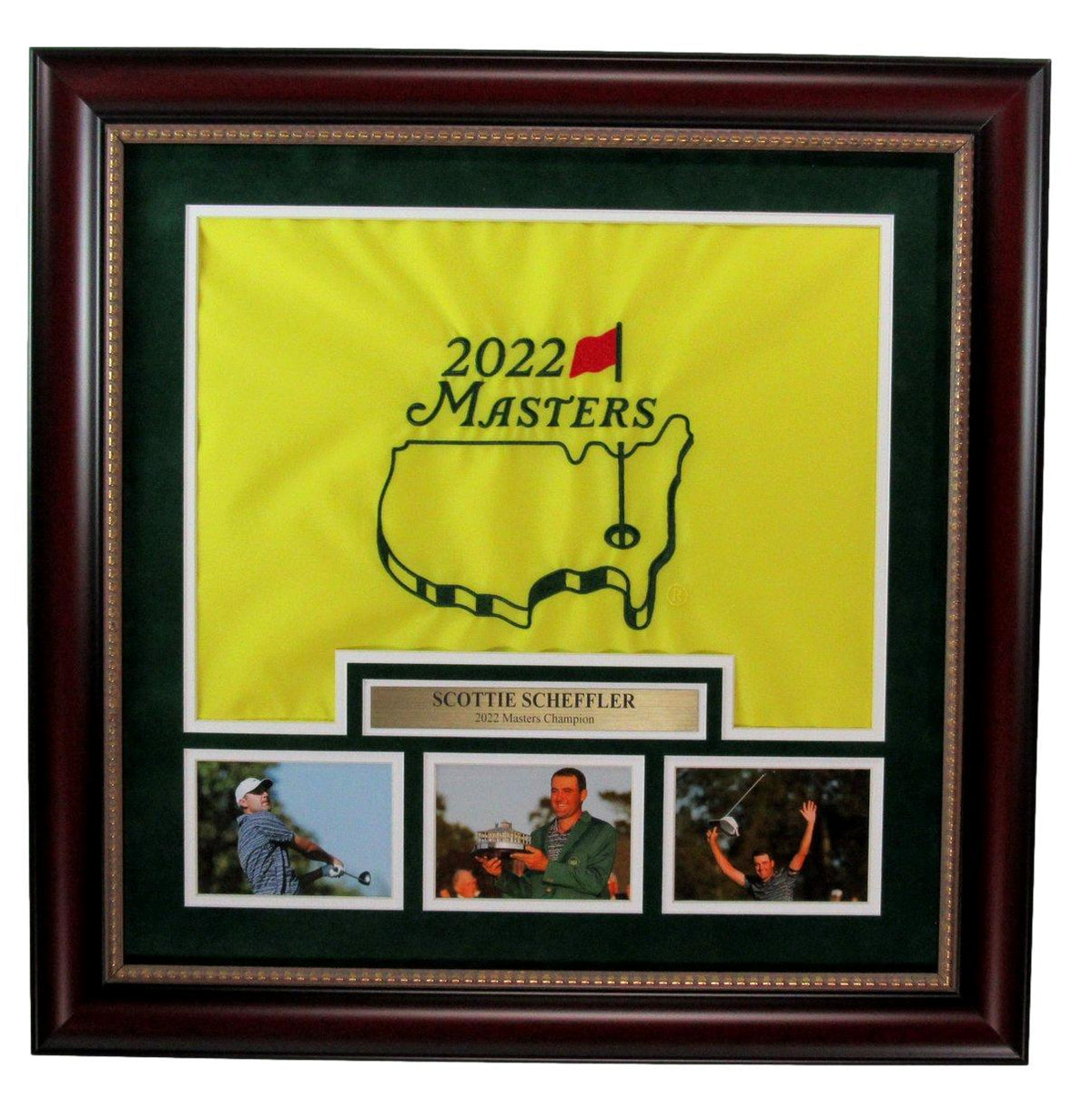 Scottie Scheffler Yellow 2022 Masters Pin Flag with Photo Collage Fram ...