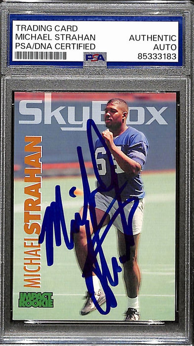 Michael Strahan HOF Signed 1993 SkyBox Card #398 Rookie Giants PSA/DNA ...