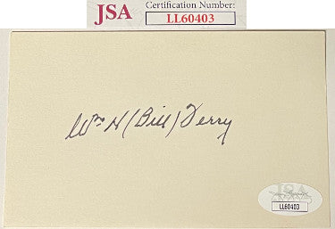 Wm H. Bill Terry signed 3x5 Index Card- JSA #LL60403 (New York Giants ...