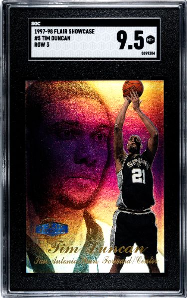 Tim Duncan 1997-98 Flair Showcase Row 3 Rookie Card #5- SGC Graded 9.5 ...