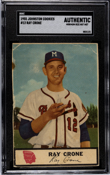 Ray Crone 1955 Johnston Cookies Card #12- SGC Slabbed Authentic (Minim ...