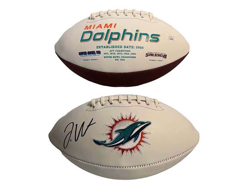 Jaylen Waddle Autographed Miami Dolphins Logo Football JSA – Golden ...