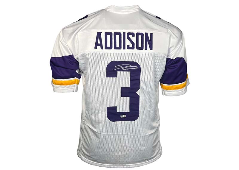 Jordan Addison Signed Custom White Football Jerseys Beckett — Golden ...