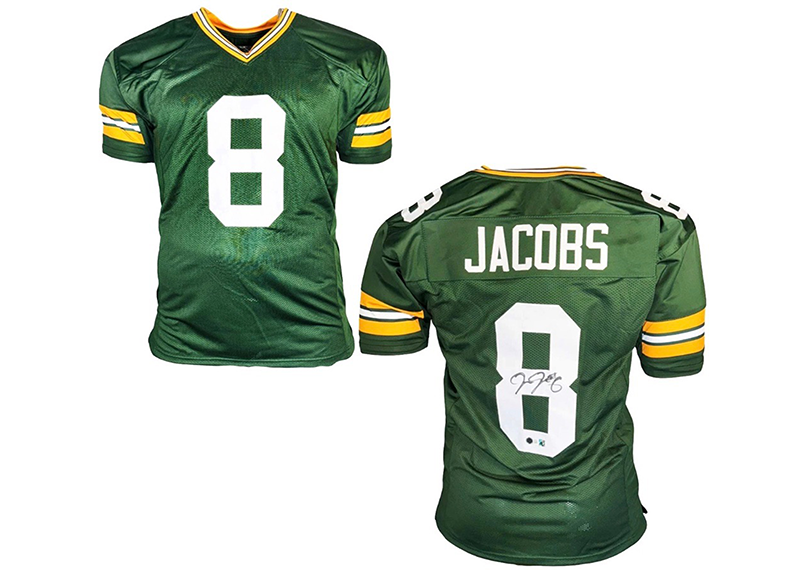 Josh Jacobs Signed Custom Green Football Jersey Beckett — Golden Autographs