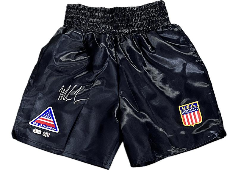 Mike Tyson Autographed Black Boxing Trunks Beckett — Golden Autographs