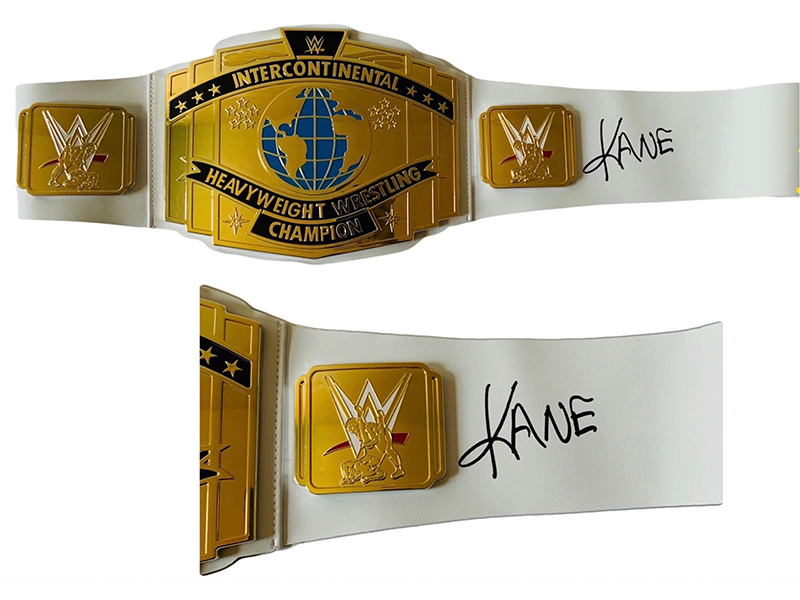 Kane Autographed WWE Wrestling Intercontinental Championship White Bel ...